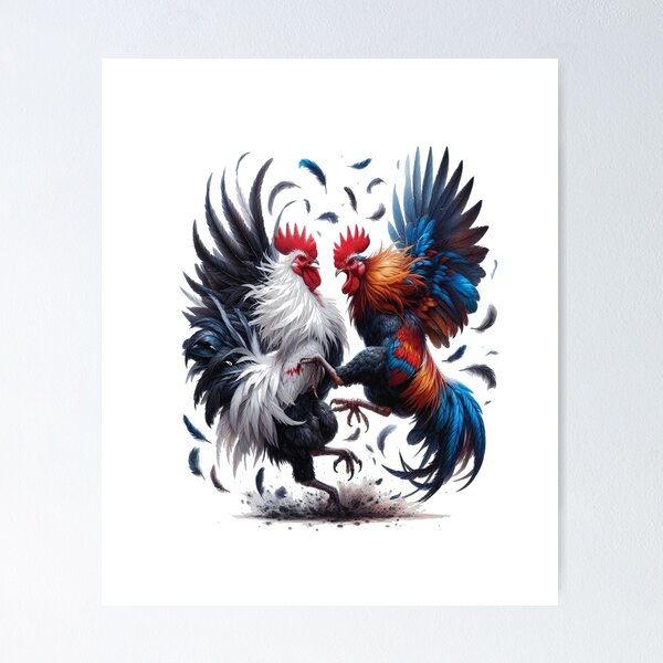 Póster con la obra «Peleas De Gallos Gallo Juego Aves Gallo De Pelea ...