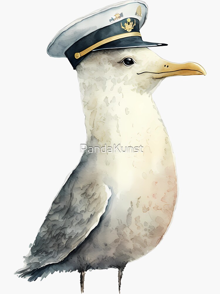 "Seagull Seafarer Captai, Moin" Sticker for Sale by PandaKunst | Redbubble
