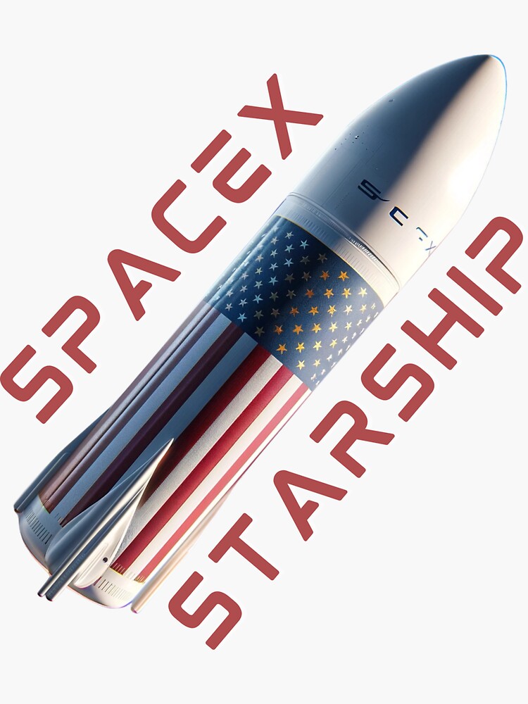 "spacex starship" Sticker for Sale by TEEJAMBOREE | Redbubble