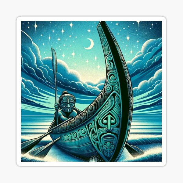 "Maori in his Waka (Canoe)" Sticker for Sale by Traci Coxhead | Redbubble