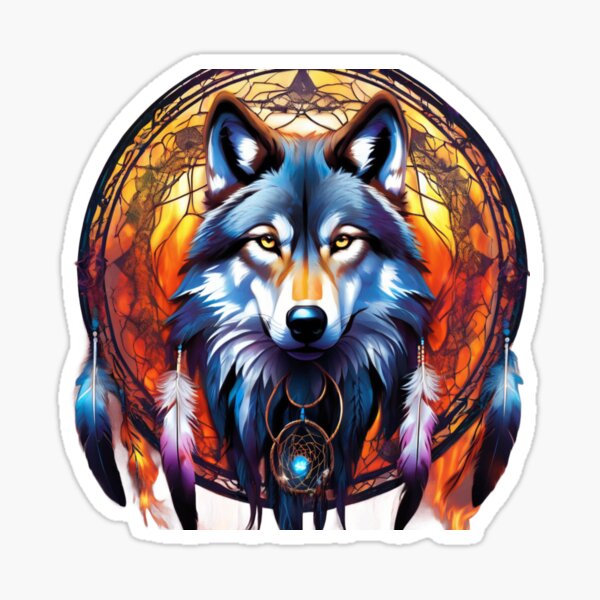 "Wolf With Dreamcatcher" Sticker for Sale by Moola Blitz | Redbubble