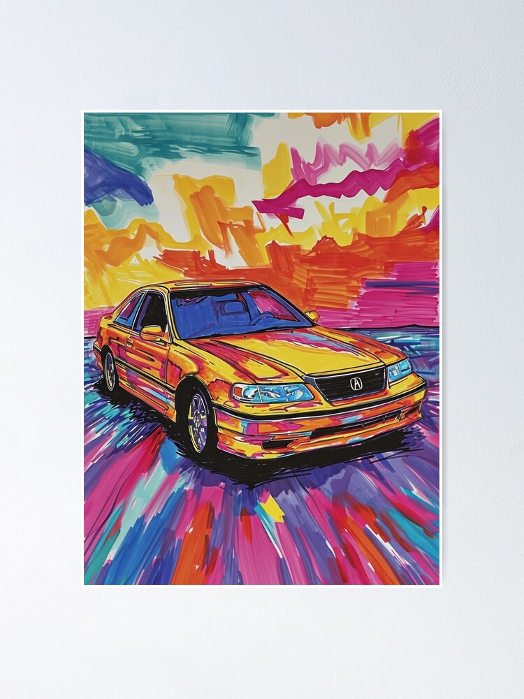 "Acura Legend Colorful Drawing Art Poster" Poster for Sale by vramkah ...