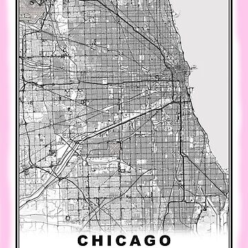 "Minimalist Pastel Pink Chicago Map" Poster for Sale by Tamas Das ...