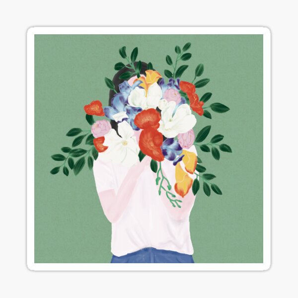 "Girl and Flowers A Bouquet" Sticker for Sale by tbxtra | Redbubble
