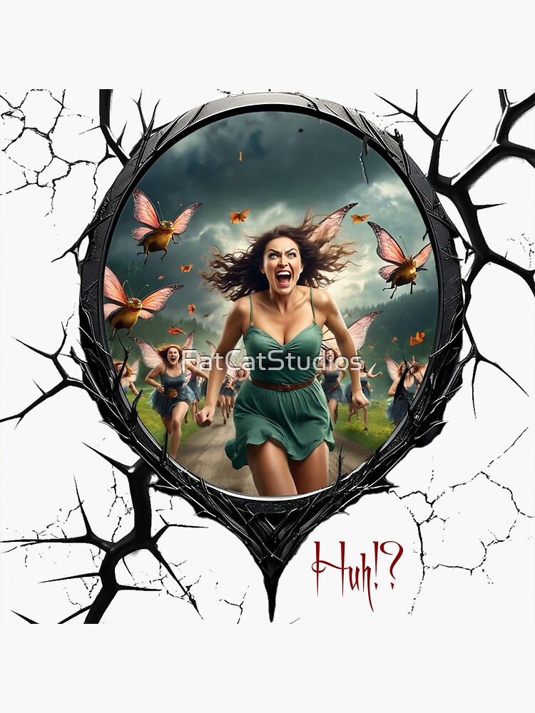 "Huh!?" Sticker for Sale by FatCatStudios | Redbubble