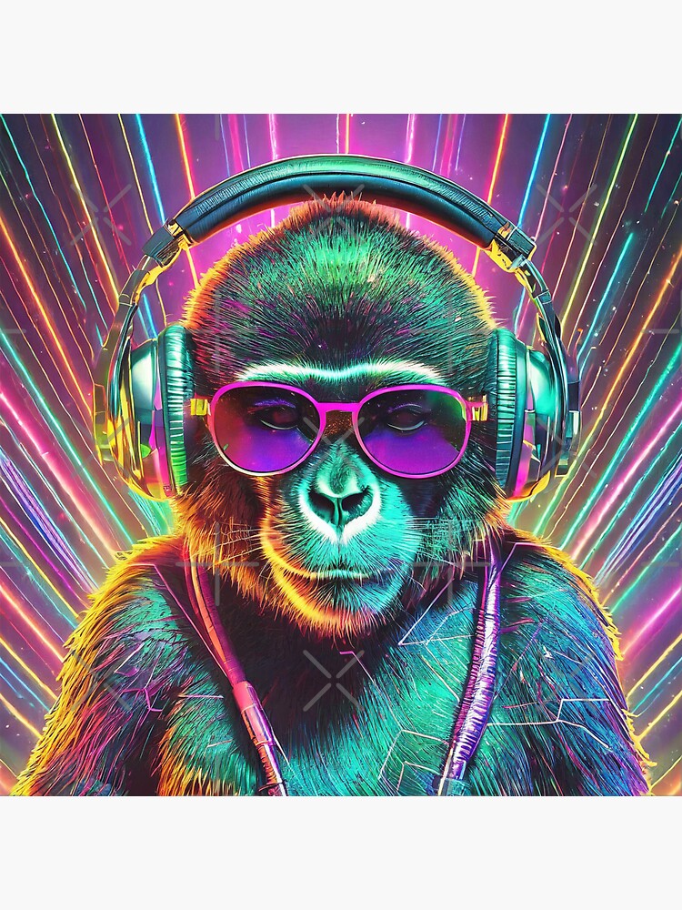 "80s Neon Monkey" Sticker for Sale by NinjaRat | Redbubble