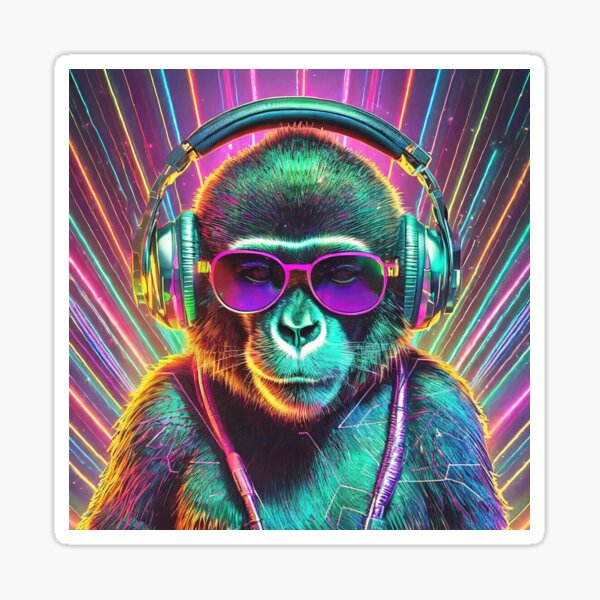 "80s Neon Monkey" Sticker for Sale by NinjaRat | Redbubble