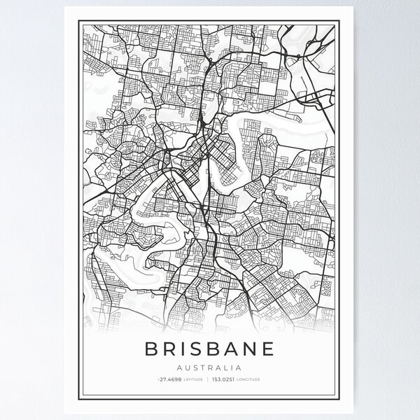 "Brisbane Cartography Map" Poster for Sale by wally-prints | Redbubble