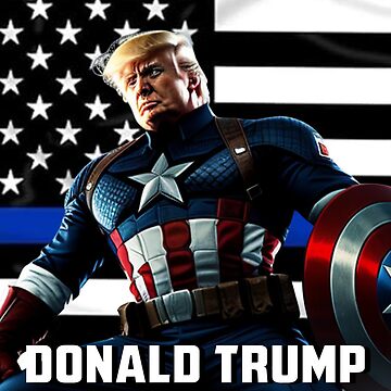 "Captain Donald Trump Blue Line Flag #1 Trumps New America" Sticker for ...