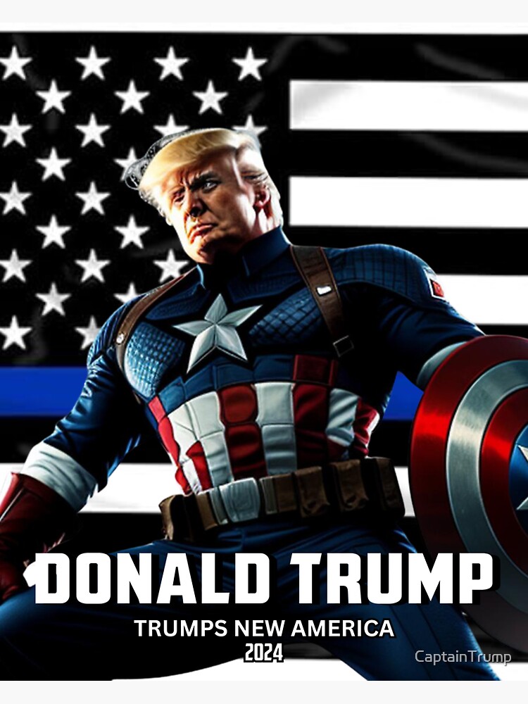"Captain Donald Trump Blue Line Flag #1 Trumps New America" Sticker for ...