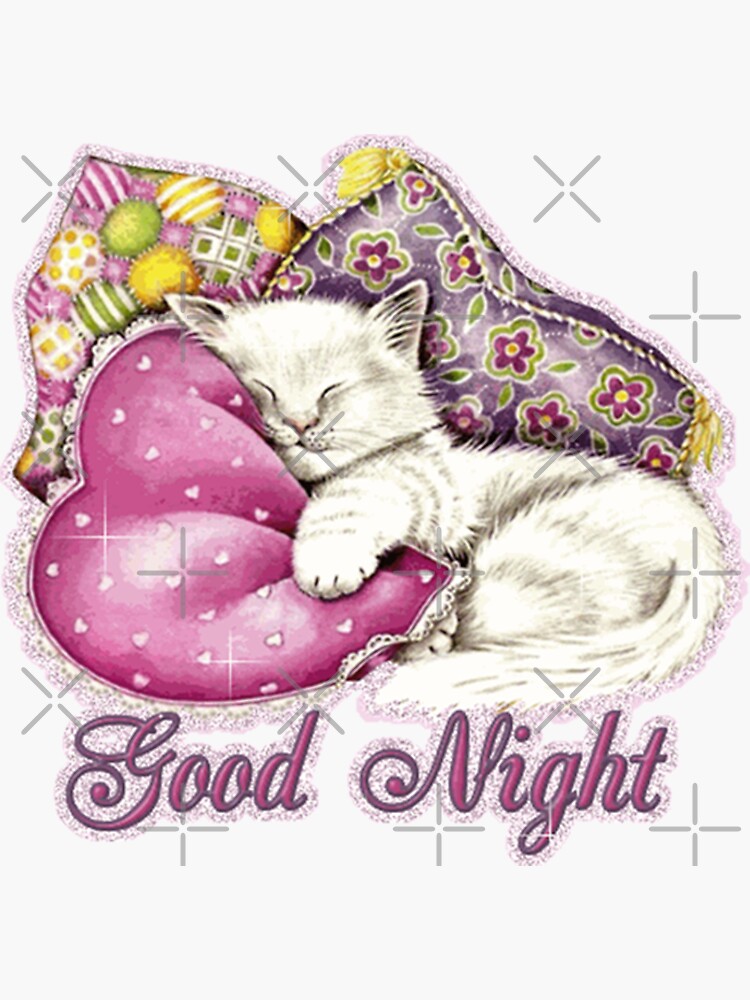 "Cat Meme Pack, Say Good Night, Cute Kitten" Sticker for Sale by ...