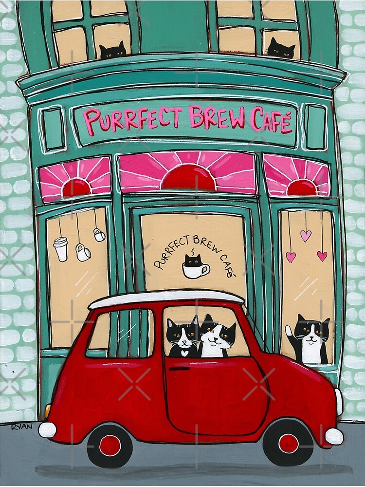 Poster for Sale mit "Das Purrfect Brew Cat Café" von kilkennycat ...