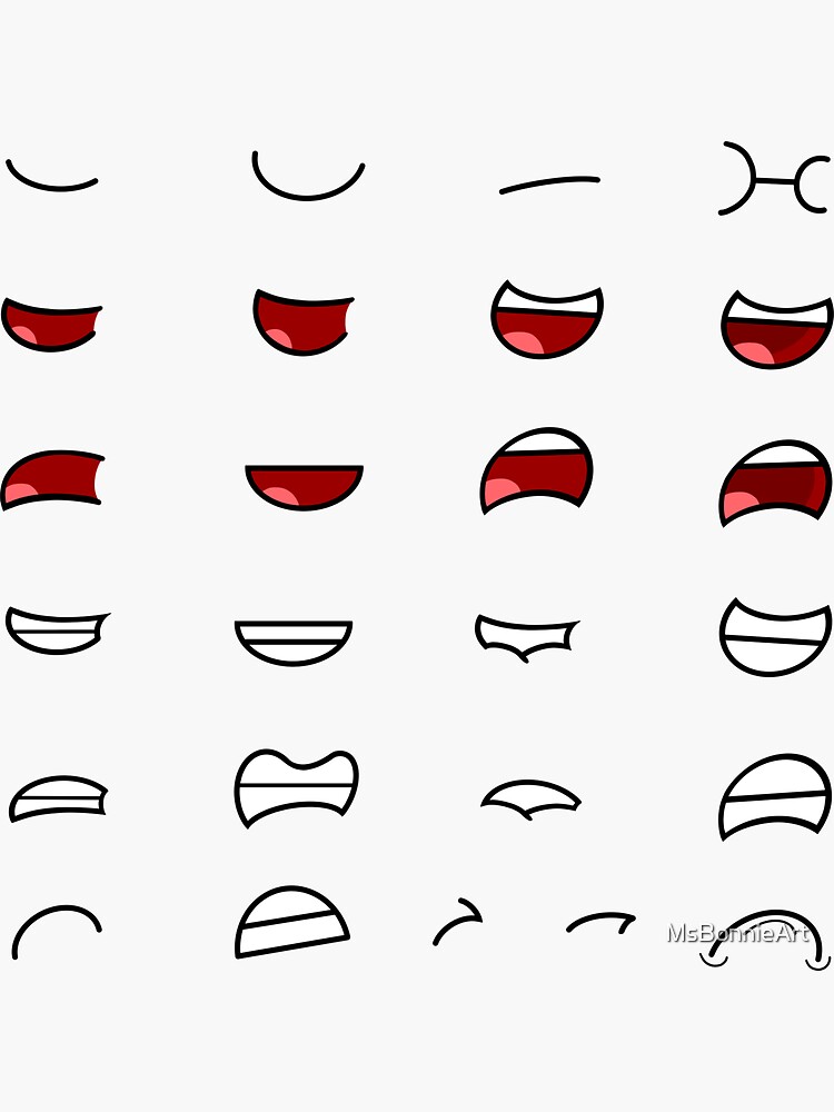 "BFDI Mouth Assets Pack" Sticker for Sale by MsBonnie | Redbubble