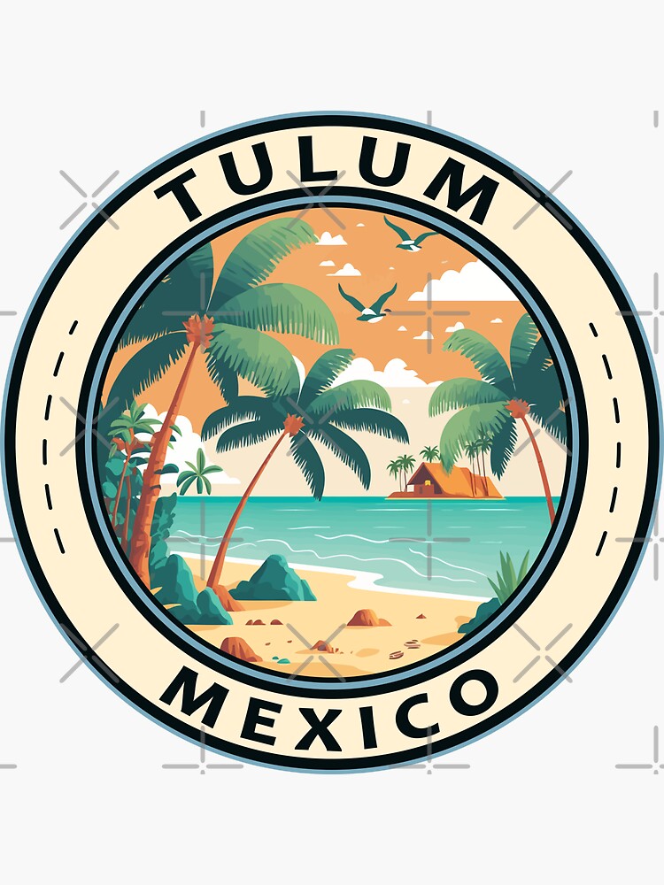 "Tulum Mexico Hut Badge" Sticker for Sale by KrisSidDesigns | Redbubble
