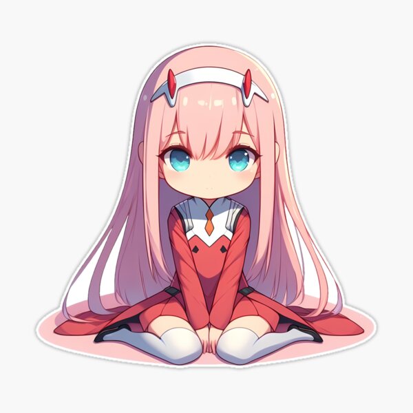 Quotred Oni Zero Two Chibiquot Sticker By Facevii Redbubble Chibi Zero