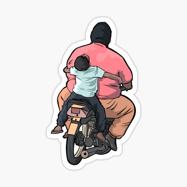"Meme of the child on the motorcycle with a fat man" Sticker for Sale ...