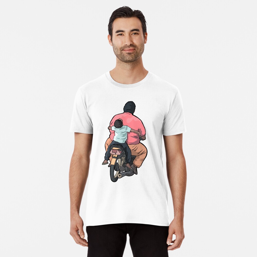 "Meme of the child on the motorcycle with a fat man" Sticker for Sale ...