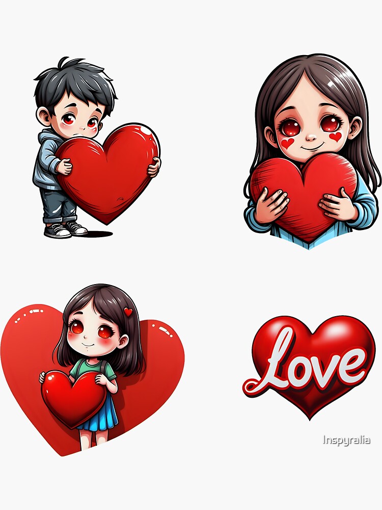 "Girl and boy in love sticker pack" Sticker for Sale by Inspyralia ...