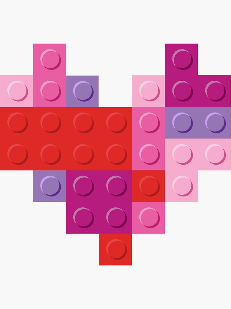 "Pink and Red Brick Heart" Sticker for Sale by YonderAndBeyond | Redbubble
