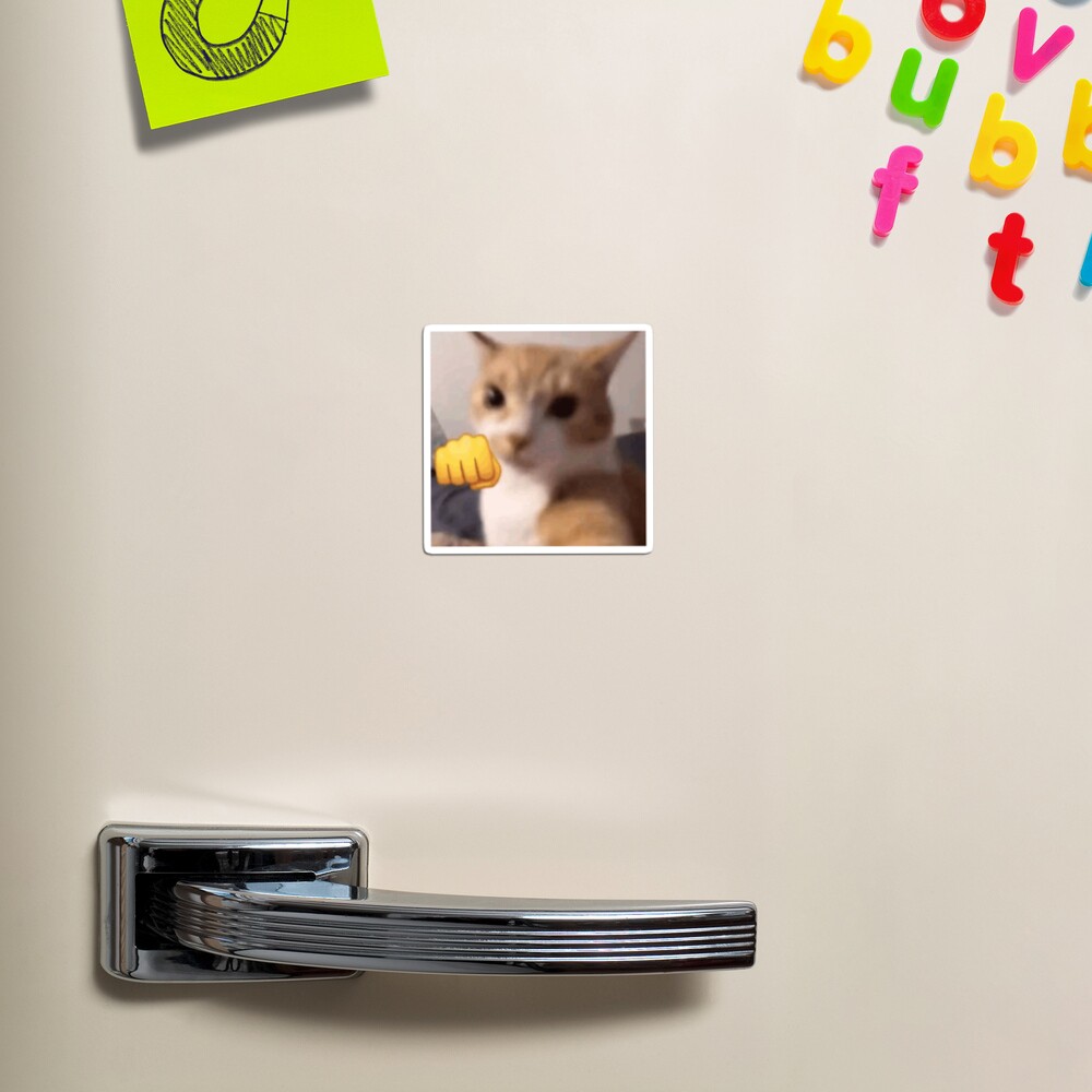 "Cat Punching Meme Sticker - Cute Cat Funny Cat Emoji Memes" Sticker ...