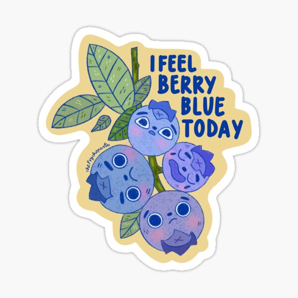 "Sad Blueberry Fruit Sticker" Sticker for Sale by Psychopasta | Redbubble