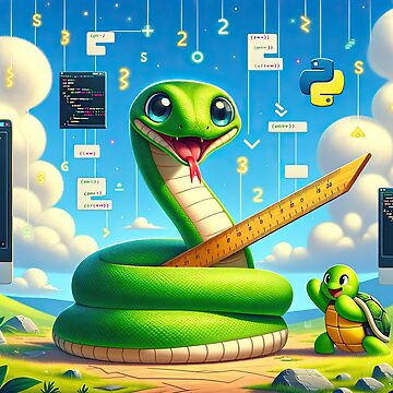 "Python & Turtle: Coding Companions in a Digital Wonderland" Sticker ...