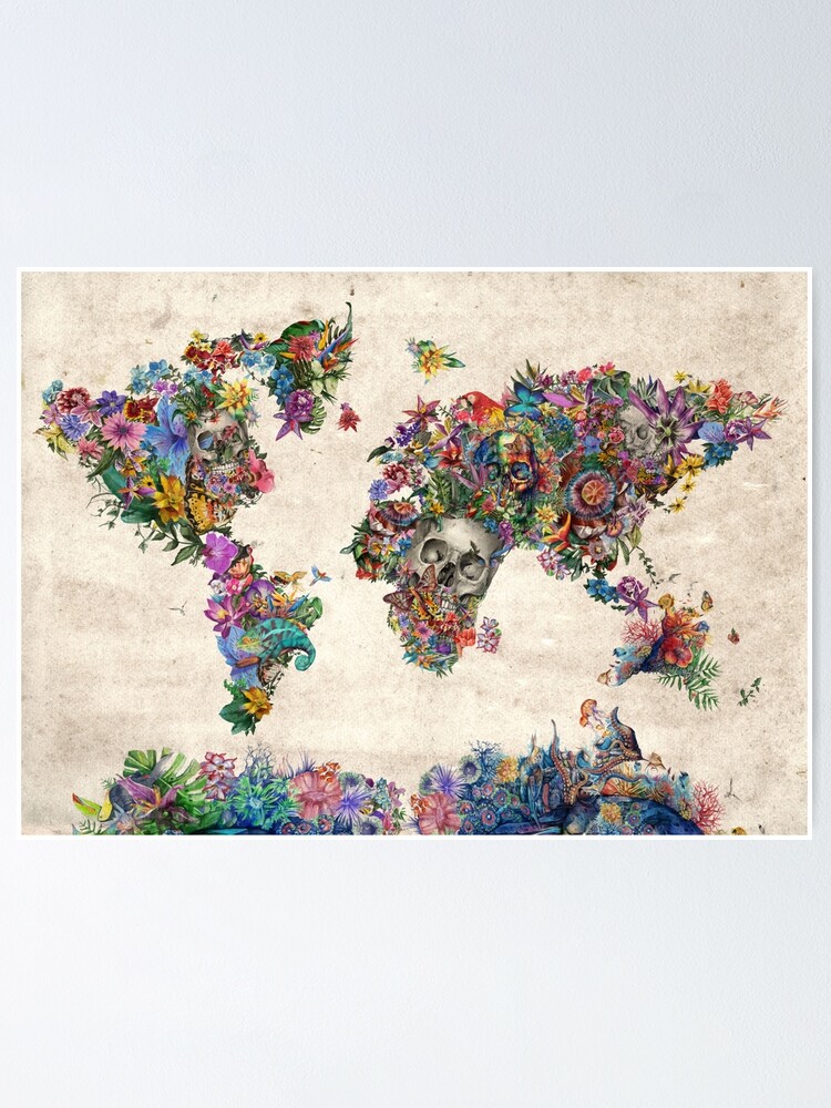 "tropical leaves world map" Poster by BekimART | Redbubble