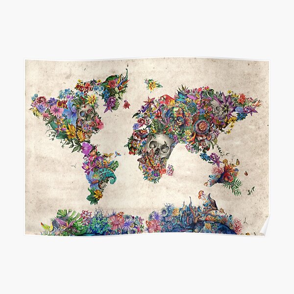 "tropical leaves world map" Poster by BekimART | Redbubble