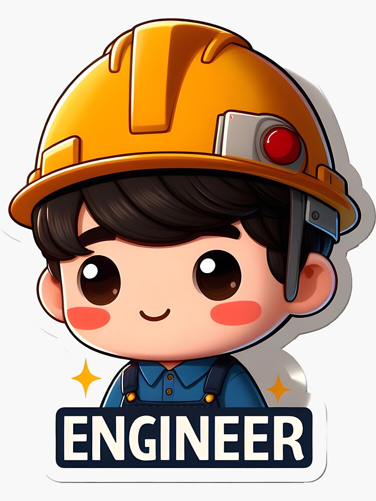 "Cute Engineer Sticker" Sticker for Sale by Itsmeshiv2k | Redbubble