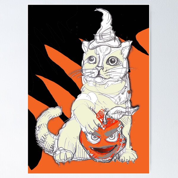 "The Wizard Cat (Original Drawing by ACCI)" Poster for Sale by ...