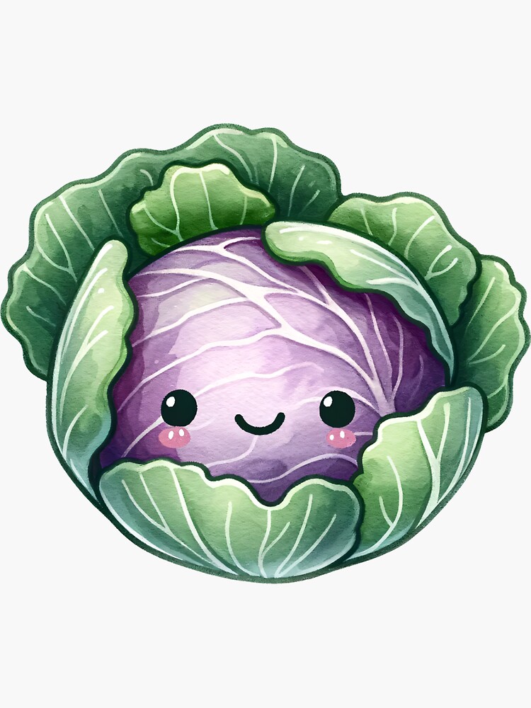 "Cute Cabbage" Sticker for Sale by Emitropy | Redbubble