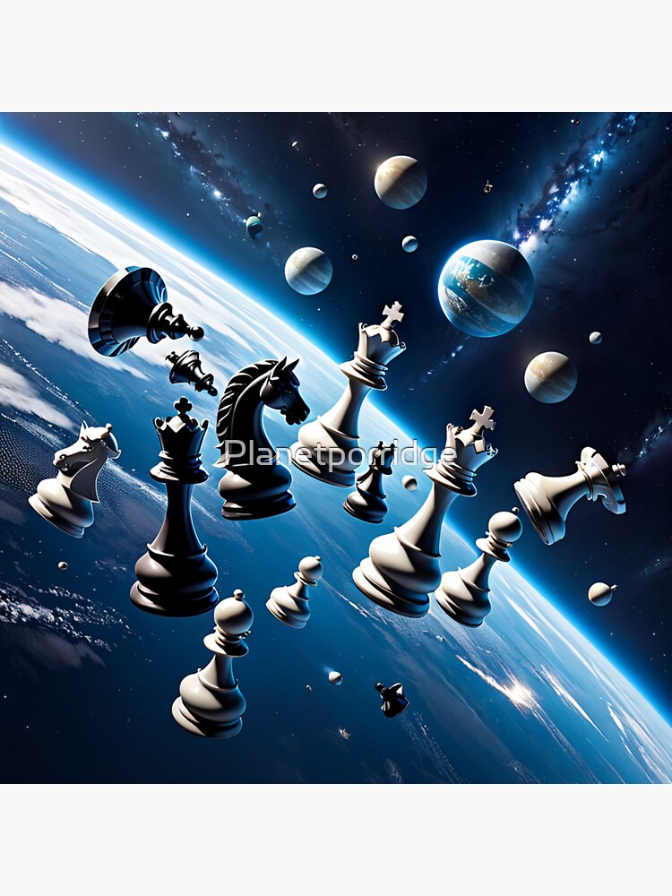 "Chess Pieces In Space" Sticker for Sale by Planetporridge | Redbubble