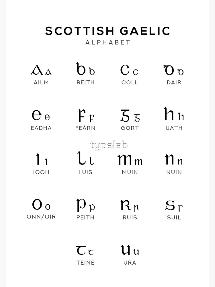 "Scottish Gaelic Alphabet, Language Learning Chart White" Poster for ...