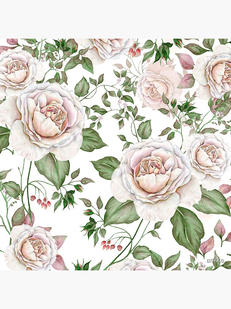 "Blush pink watercolor roses with sage green foliage" Pillow for Sale ...