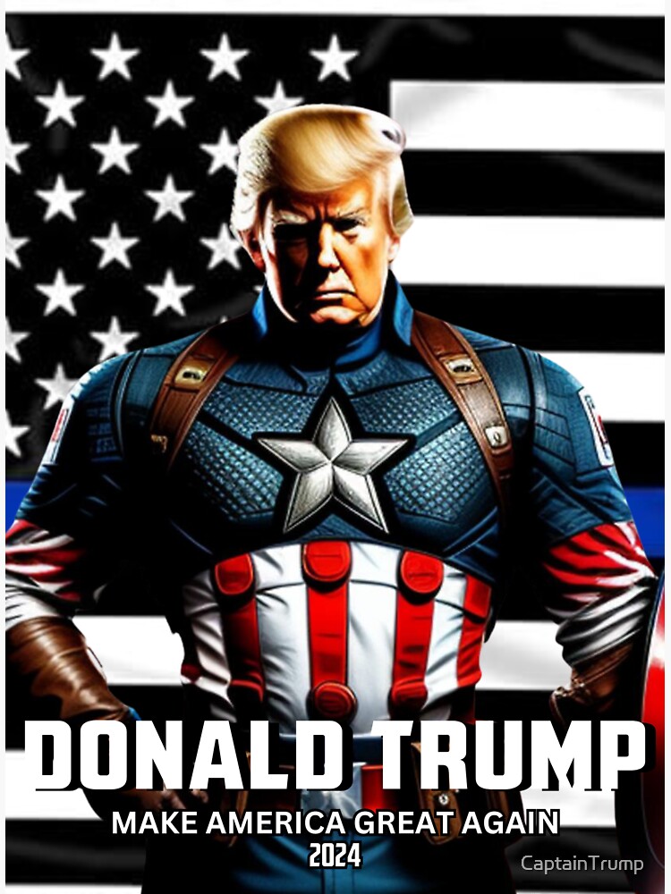 "Captain Trump Blue Line Flag #1 Make America Great Again" Sticker for ...