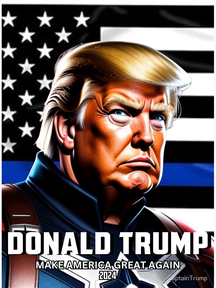 "Captain Trump Blue Line Flag #4 Make America Great Again" Sticker for ...