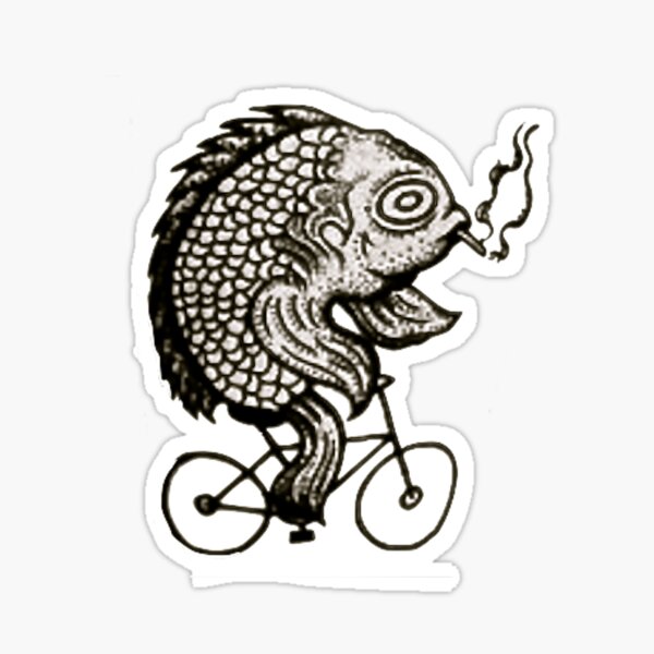 "Bicycling Smoked Fish" Sticker for Sale by VictorIos | Redbubble