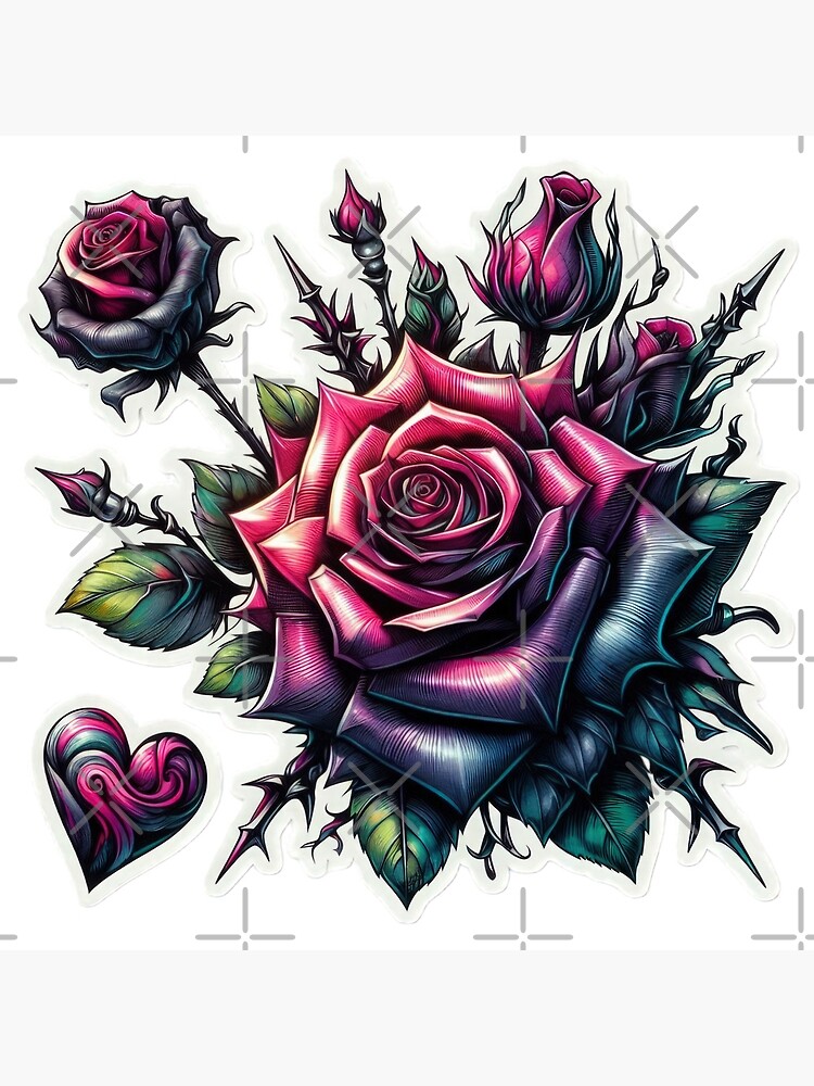 "Gothic Roses valentines day goth Sticker" Poster for Sale by ...