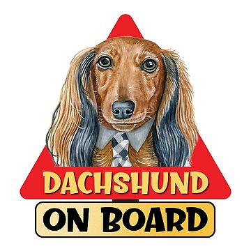 "Dachshund On Board - Wiener Dog Traffic Sign" Sticker for Sale by ...