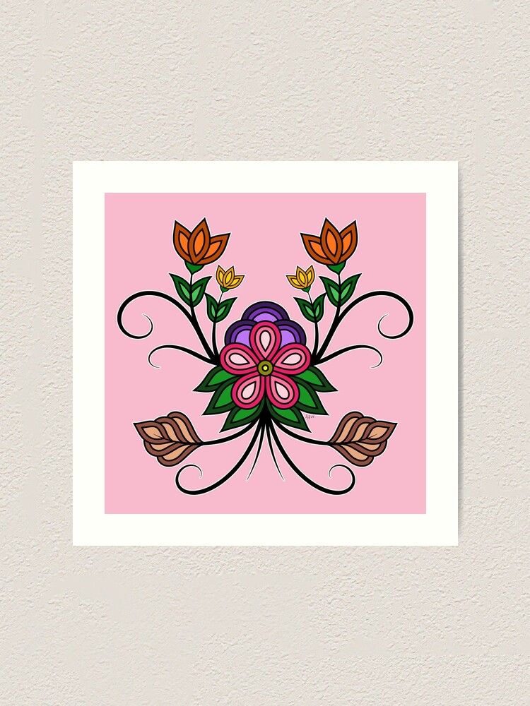 "Black Outline Colored Ojibwe Floral Motif" Art Print for Sale by ...