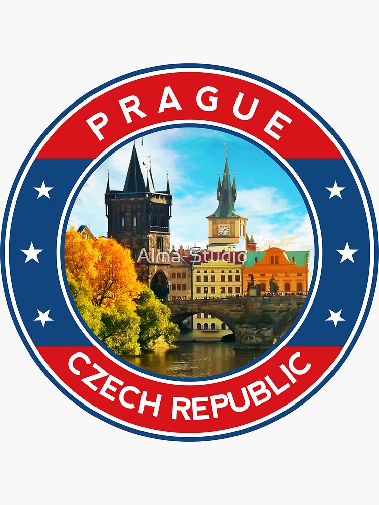 Pegatina «praga, praha, charles bridge, círculo» de Alma-Studio | Redbubble