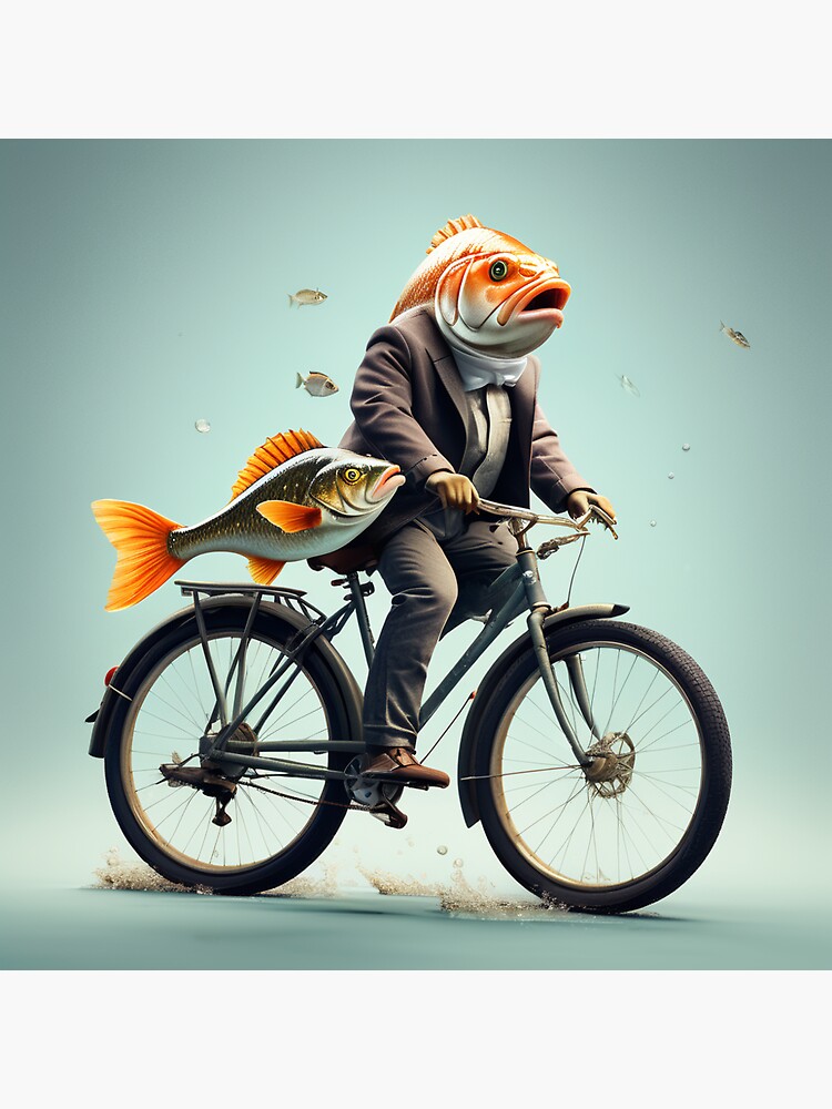 "FISH & BICYCLE" Sticker for Sale by AmazingBackDrop | Redbubble