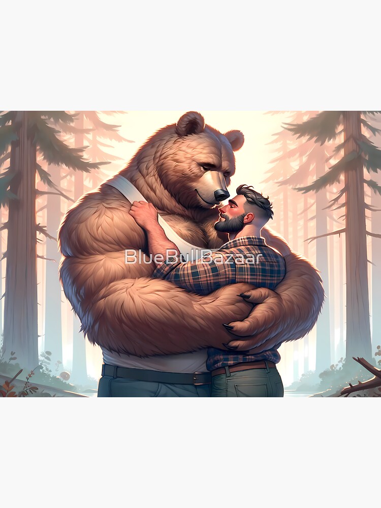 "Gay Lumberjack and Anthro Furry Bear Lovers Art" Sticker for Sale by ...