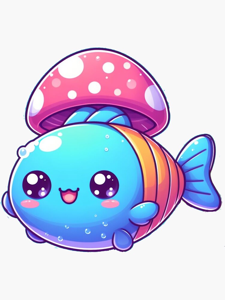 "Cute Anime Fish Sticker" Sticker for Sale by LookinFreshh | Redbubble