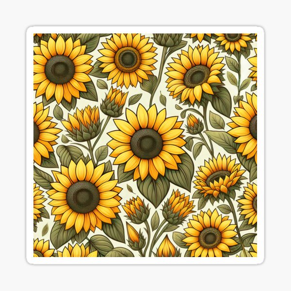 "Vintage Sunflowers Pattern" Sticker for Sale by pixiedustpaint | Redbubble