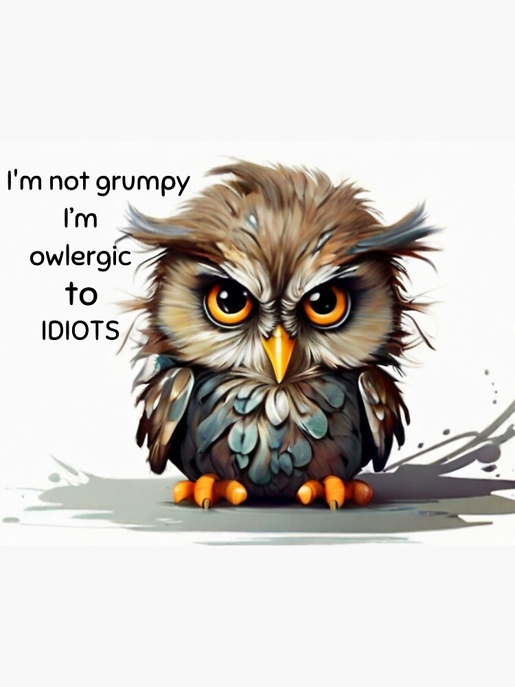 " Grumpy owl, I'm Owlergic to Idiots" Canvas Print for Sale by T ...