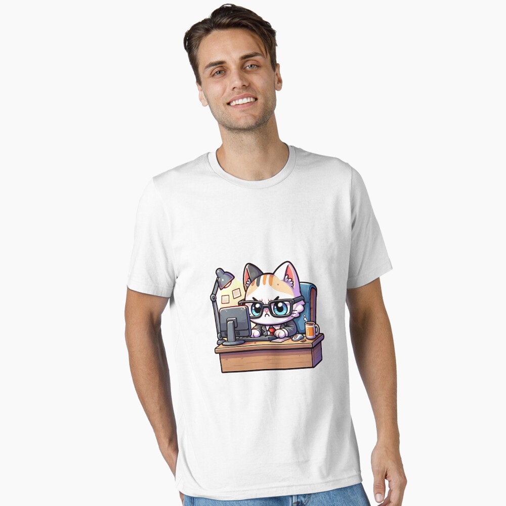 "Cute and kawaii programmer cat who works hard" Sticker for Sale by ...