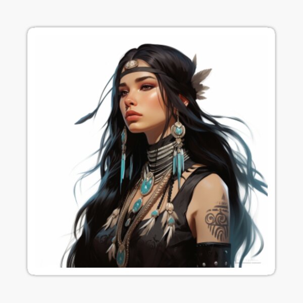 "Young Native American woman adorned with the symbols of her tribe ...