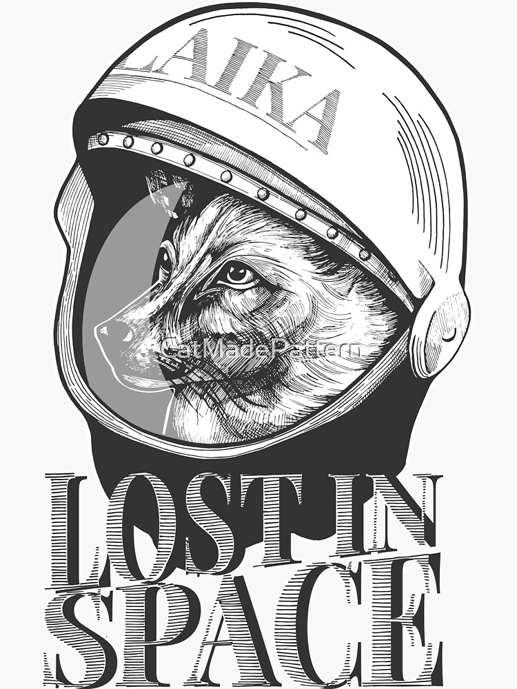 "Laika the Soviet space dog" Sticker for Sale by CatMadePattern | Redbubble