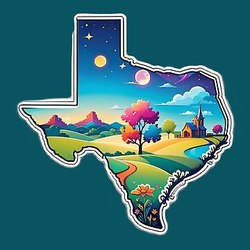 "USA Texas Map Starry Night Landscape" Sticker for Sale by TheArtOfPat ...
